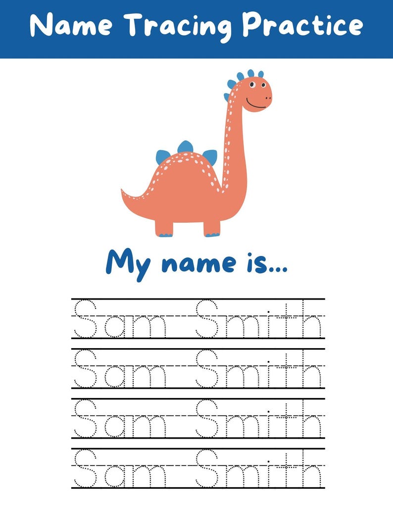 Custom Name Tracing Worksheet, Prek/kindergarten/homeschool - Etsy