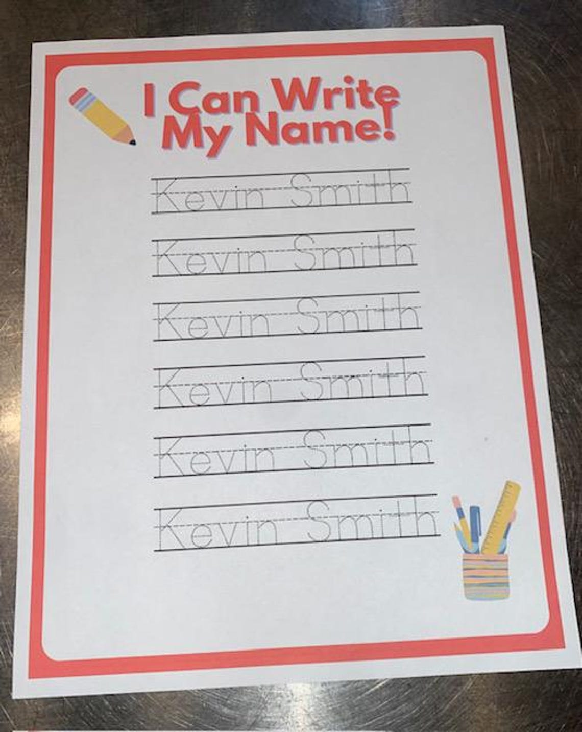 Custom Name Practice Worksheet, Prek/kindergarten/homeschool Name ...