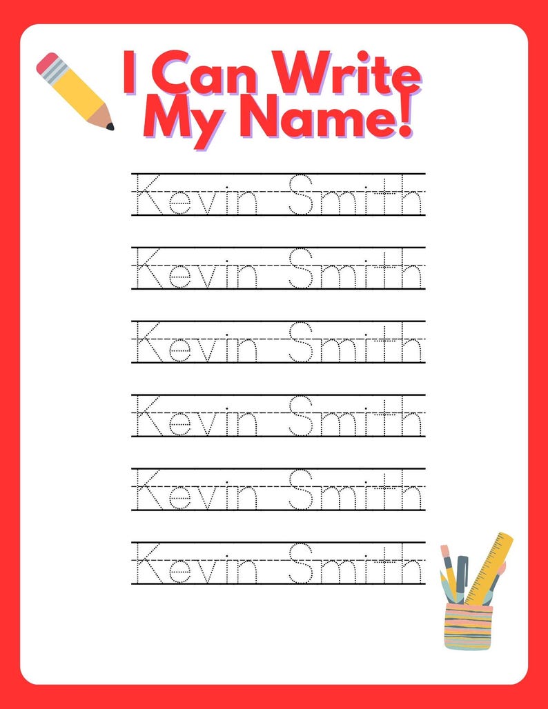 Custom Name Practice Worksheet, Prek/kindergarten/homeschool Name ...