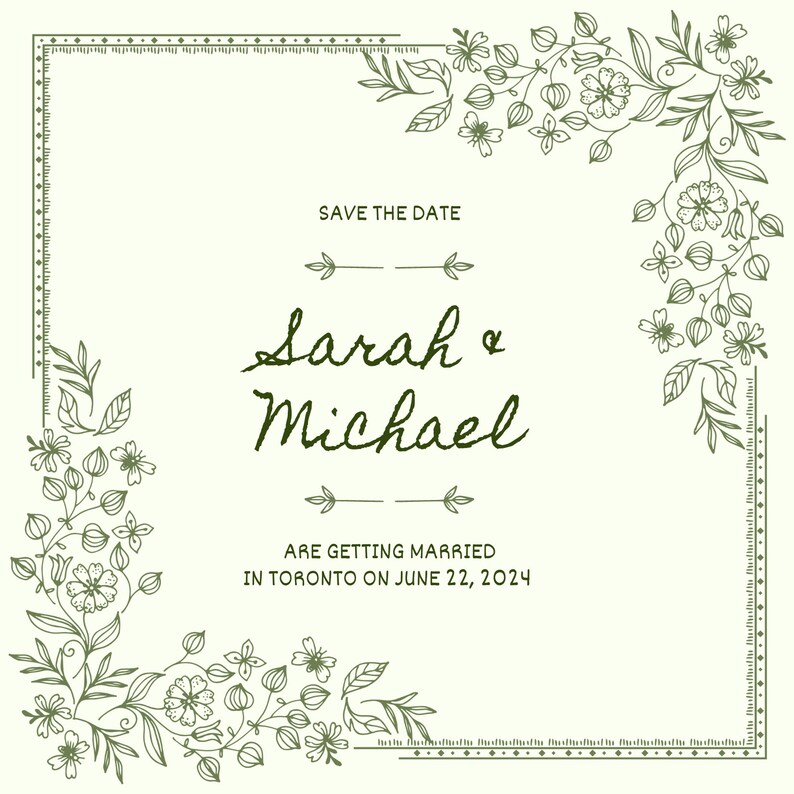 Editable Boho Wedding Save the Date, Wildflower Floral Save the Date ...