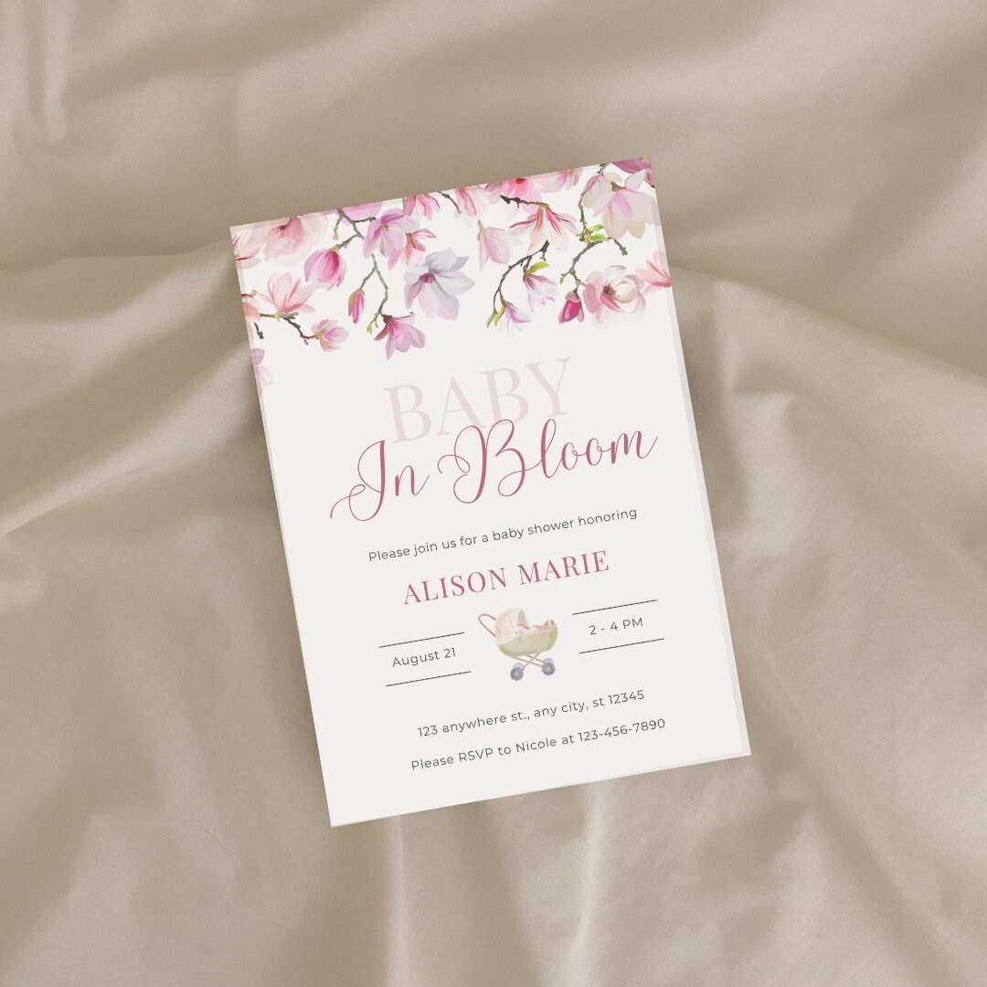 Editable Baby in Bloom Baby Shower Invitation, Floral Baby Shower ...
