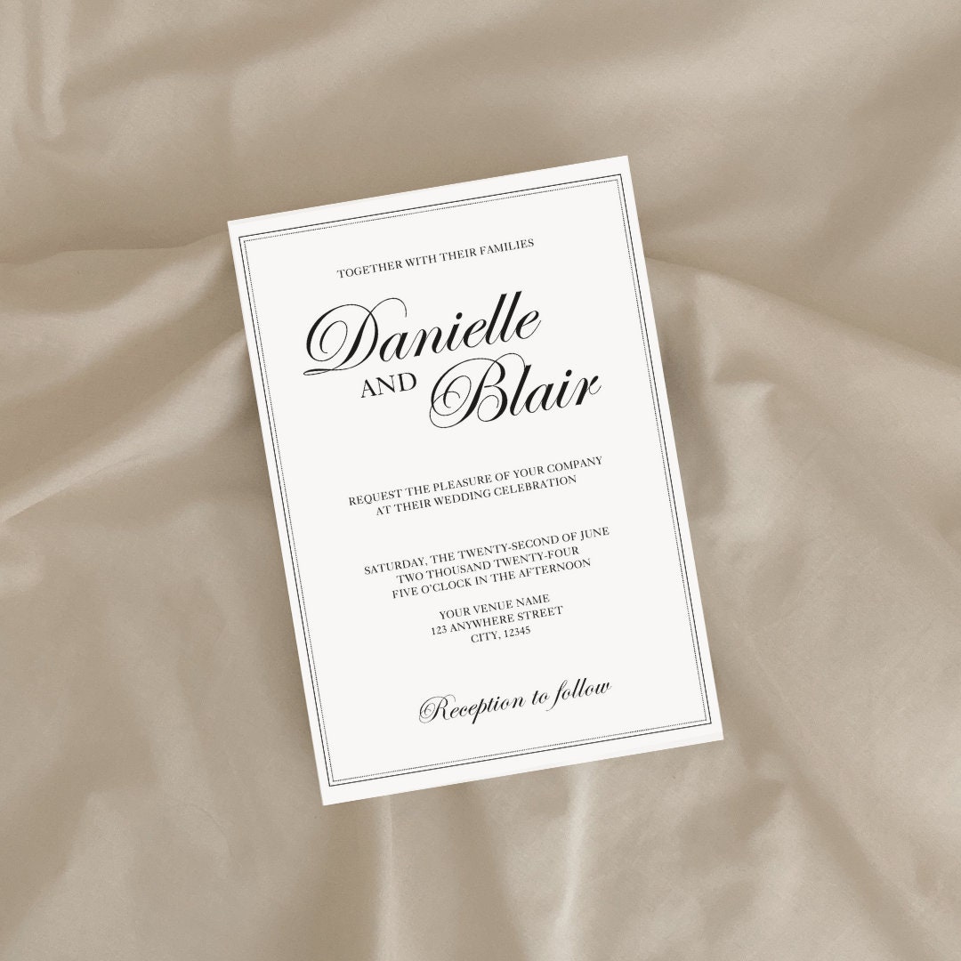 Editable Cursive Elegant Wedding Invitation Suite, Luxury Wedding ...