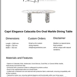 Capri Elegance Calacatta Oro Oval Marble Dining Table - Etsy