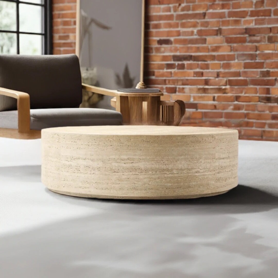 Dardanus Round Travertine Coffee Table - Etsy