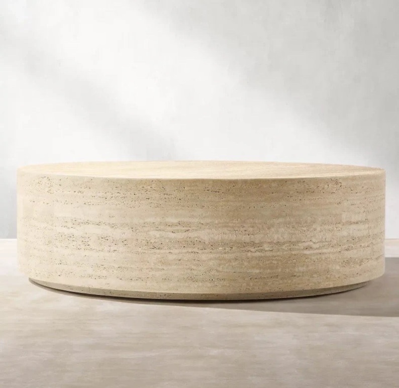 Dardanus Round Travertine Coffee Table - Etsy