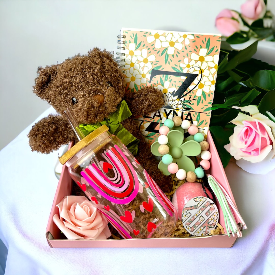 Personalized Women's Gift Box Custom Gift Box for Her Pink Glass ...