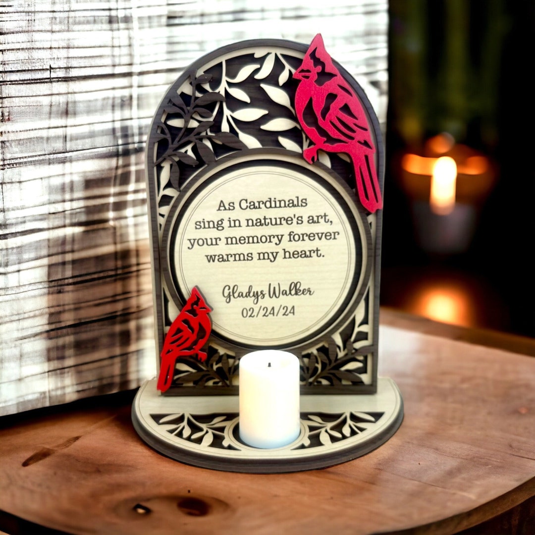 Personalized Memorial Sign Cardinal Memorial Votive Candle Holder ...