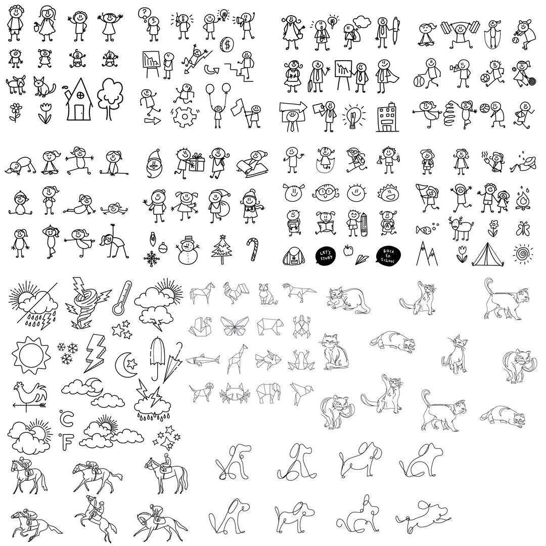 166 Stick Family & Animals SVG Bundle, Stick Family Cut File, Stick ...