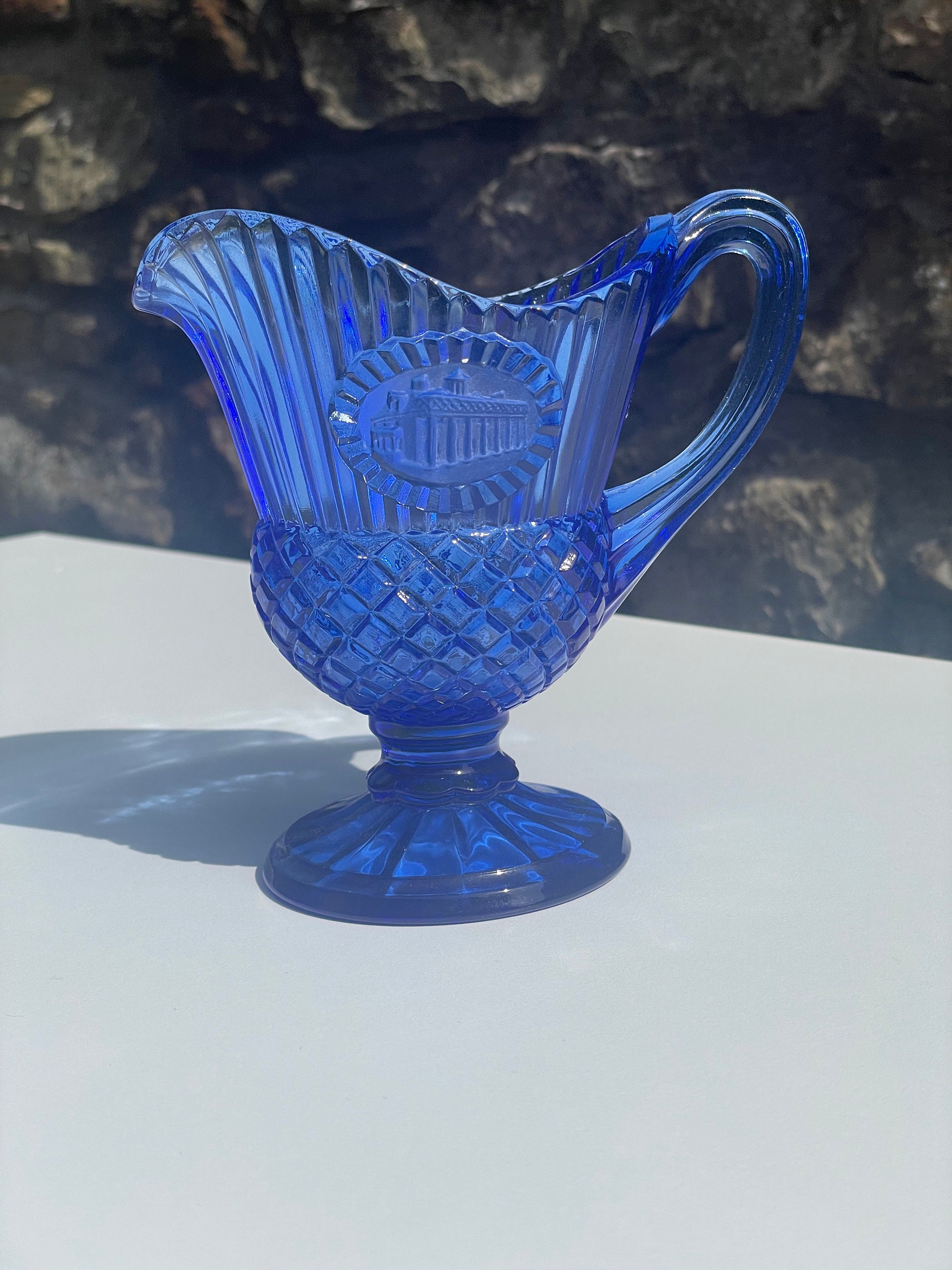 Avon by Fostoria Cobalt Blue Coin Glass-pitcher - Etsy