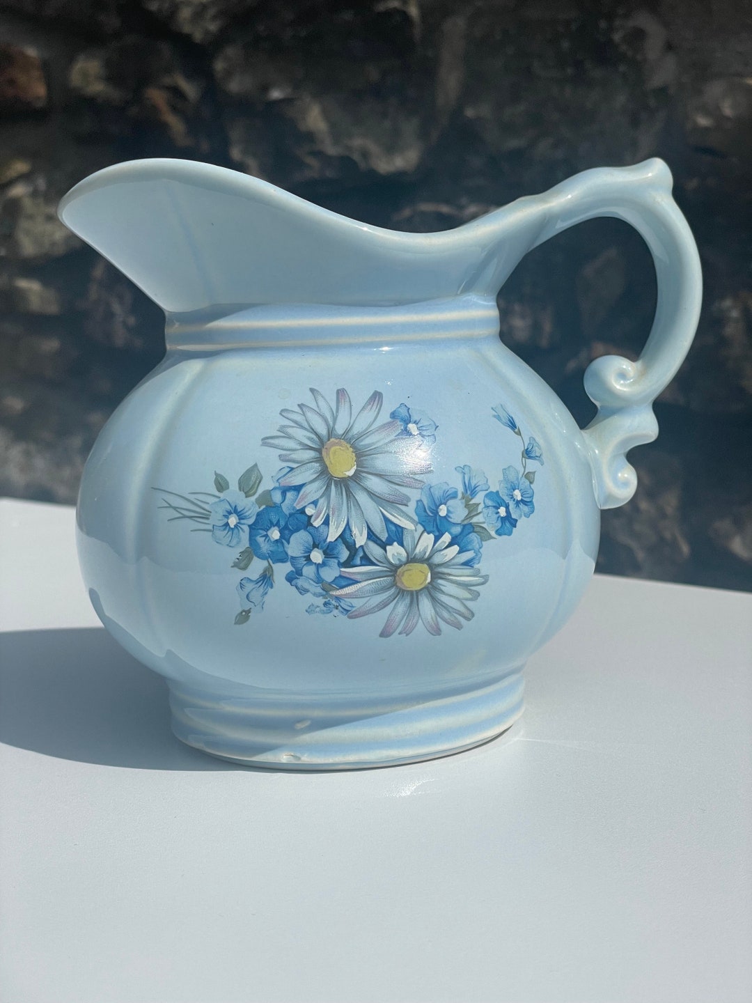 Mccoy Blue Pitcher With Daisies - Etsy