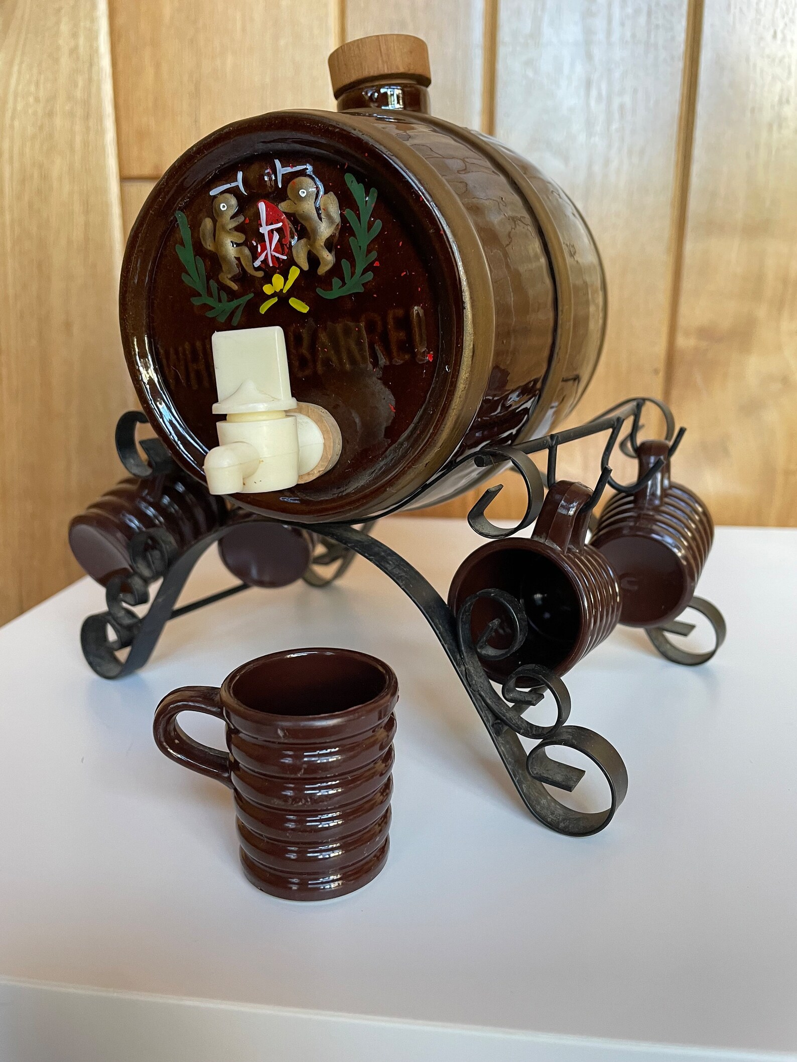 Vintage Whiskey Barrel Decanter With 6 Matching Shot Glasses - Etsy