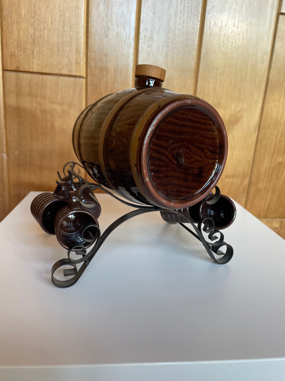 Vintage Whiskey Barrel Decanter With 6 Matching Shot Glasses - Etsy