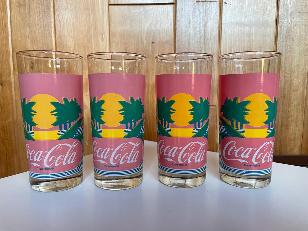 Vintage Coca Cola Tropical High Ball Drinking Glasses. Set of 4. - Etsy