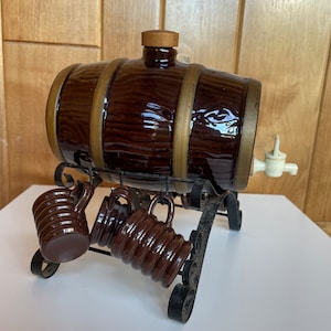 Vintage Whiskey Barrel Decanter With 6 Matching Shot Glasses - Etsy