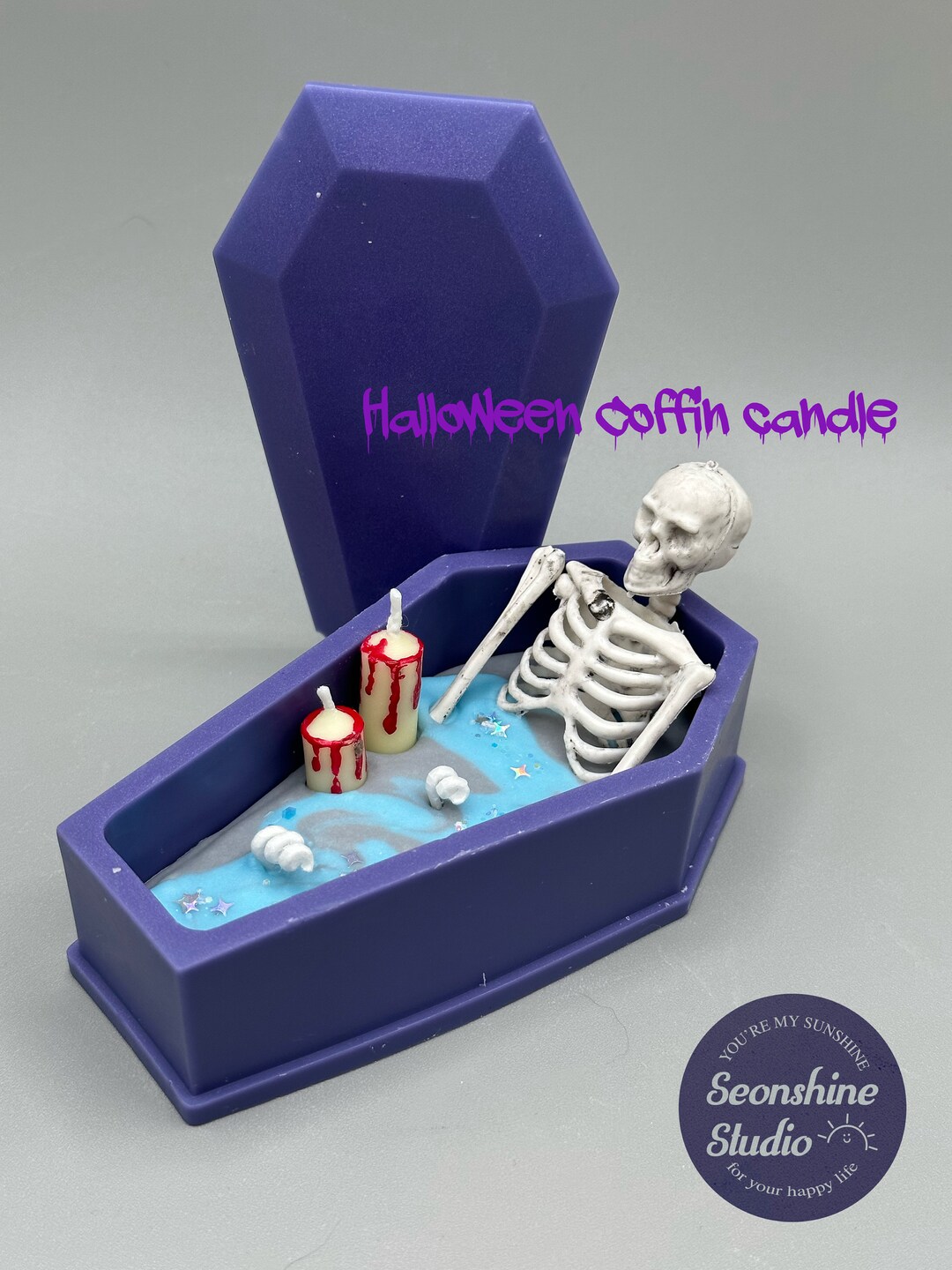 Halloween Coffin Candle/horror Decor Candle/skeleton Bathing Candle ...