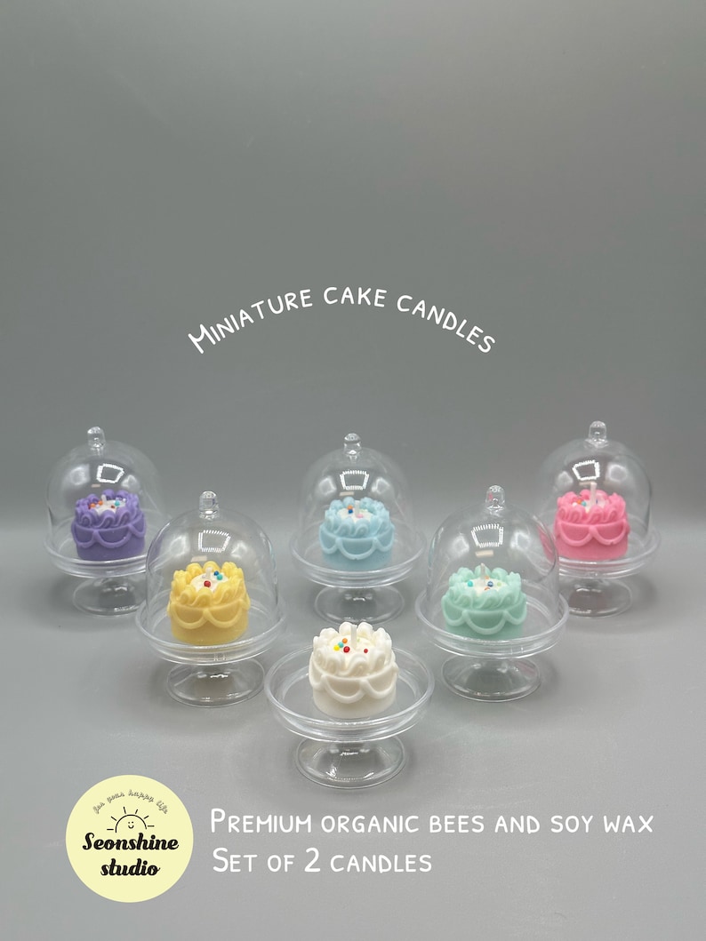 Mini Cake Candle With Dome (set of 4) - Party Favor Candles - Etsy