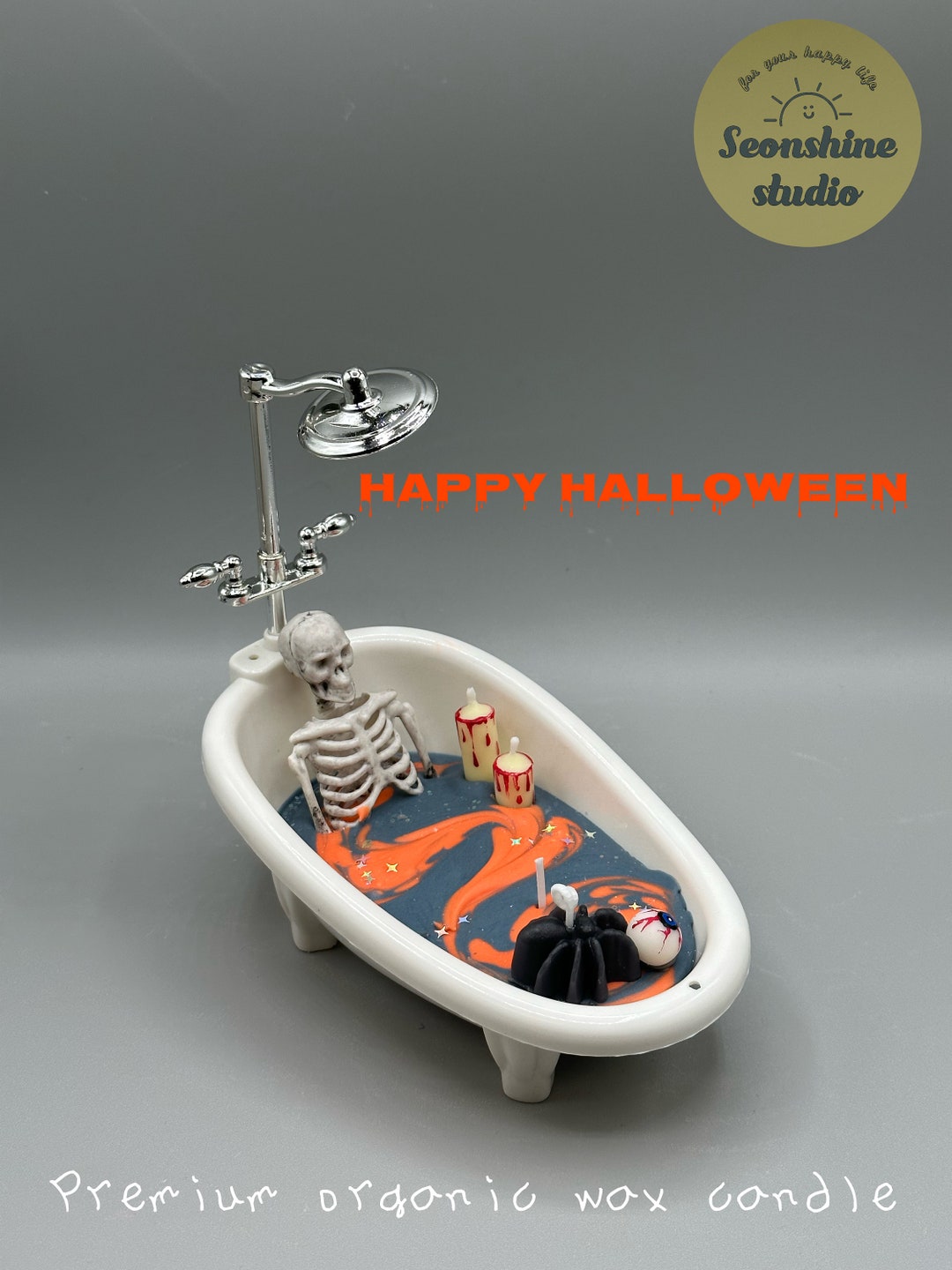 Halloween Candle, Skeleton in Bathtub Decor Candle, Halloween Gift ...
