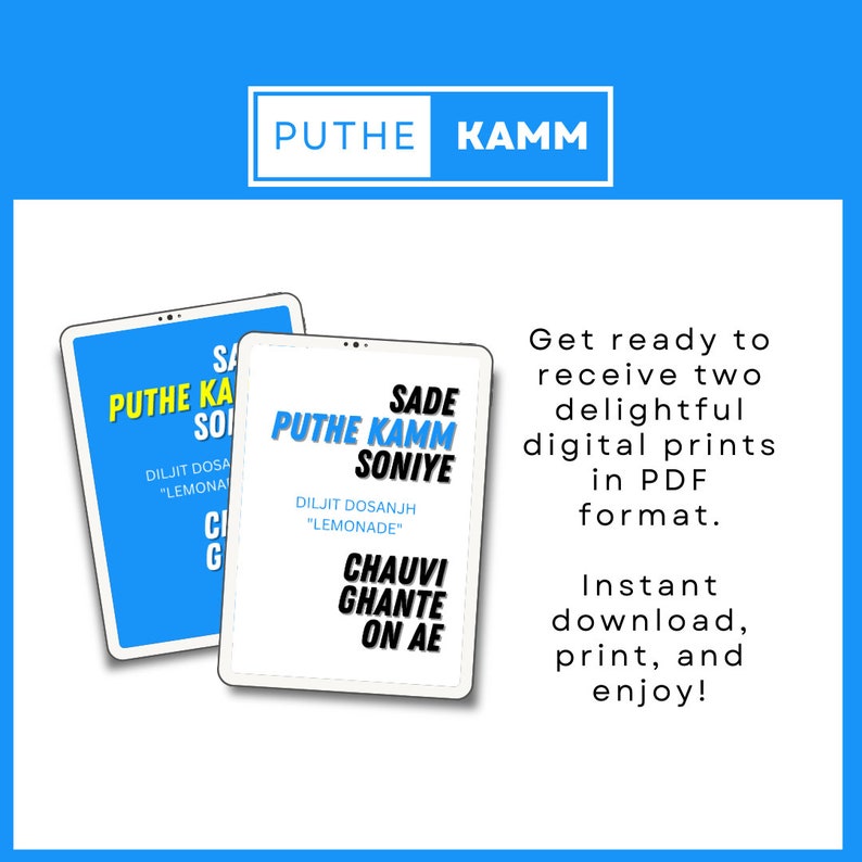 Sade Puthe Kamm Digital Poster Inspired by Diljit Dosanjh - Etsy