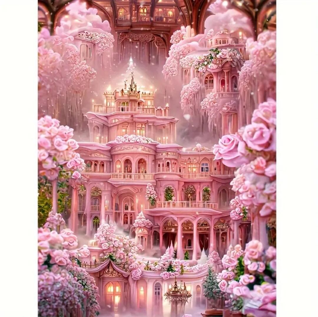 Complete Diamond Painting Kit pink Fantasy Rose Gold Castle, Fairy ...