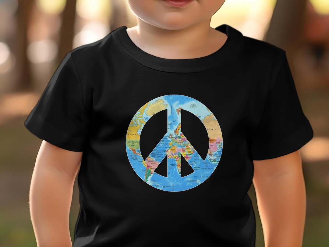World Globe Peace Sign Kids Shirts Christmas Gifts for Kids Toddler ...