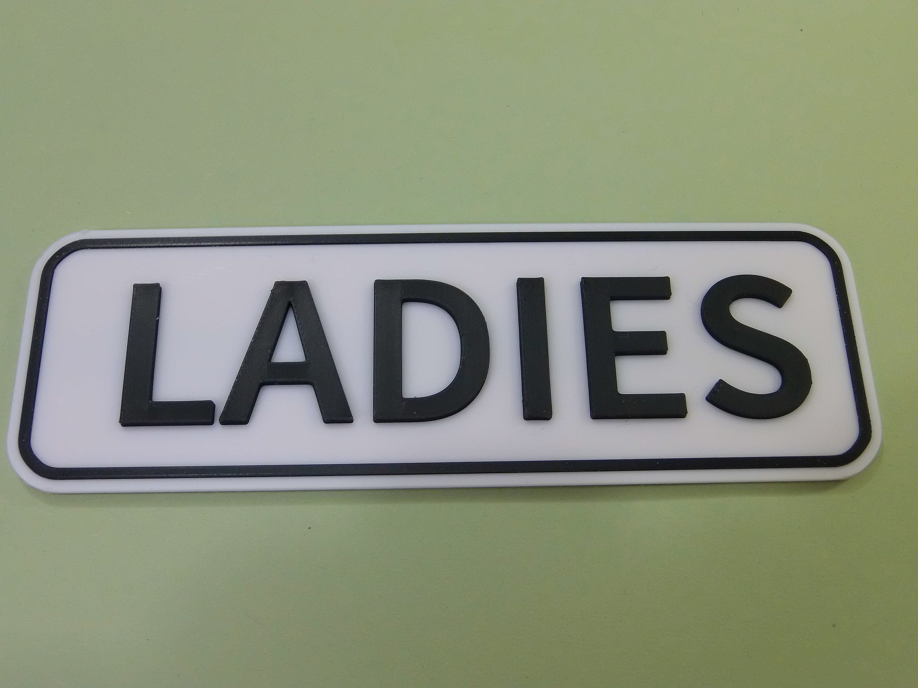 Black / White Ladies Door Sign Toilet Bathroom Sign With Adhesive 3D ...