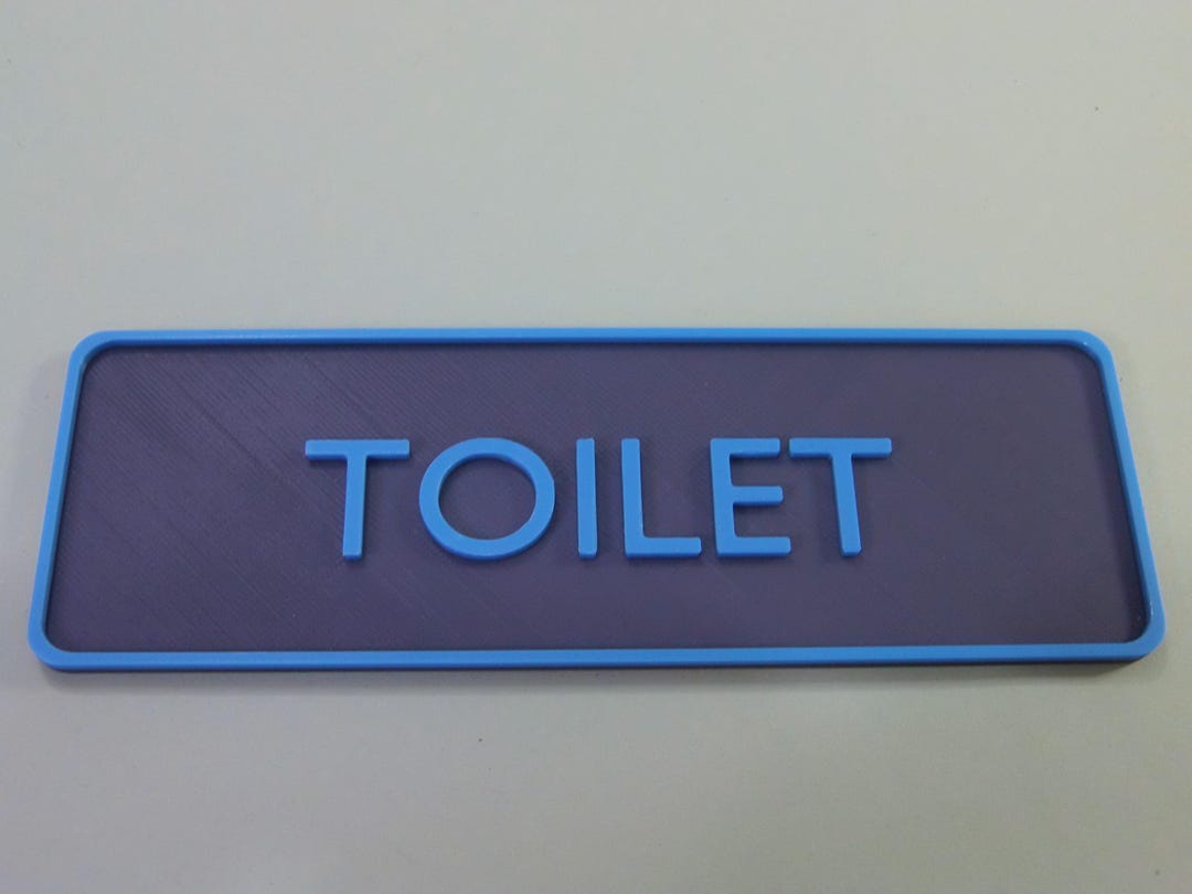 Blue / Grey Toilet Door Sign Toilet Bathroom Sign With Adhesive 3D ...