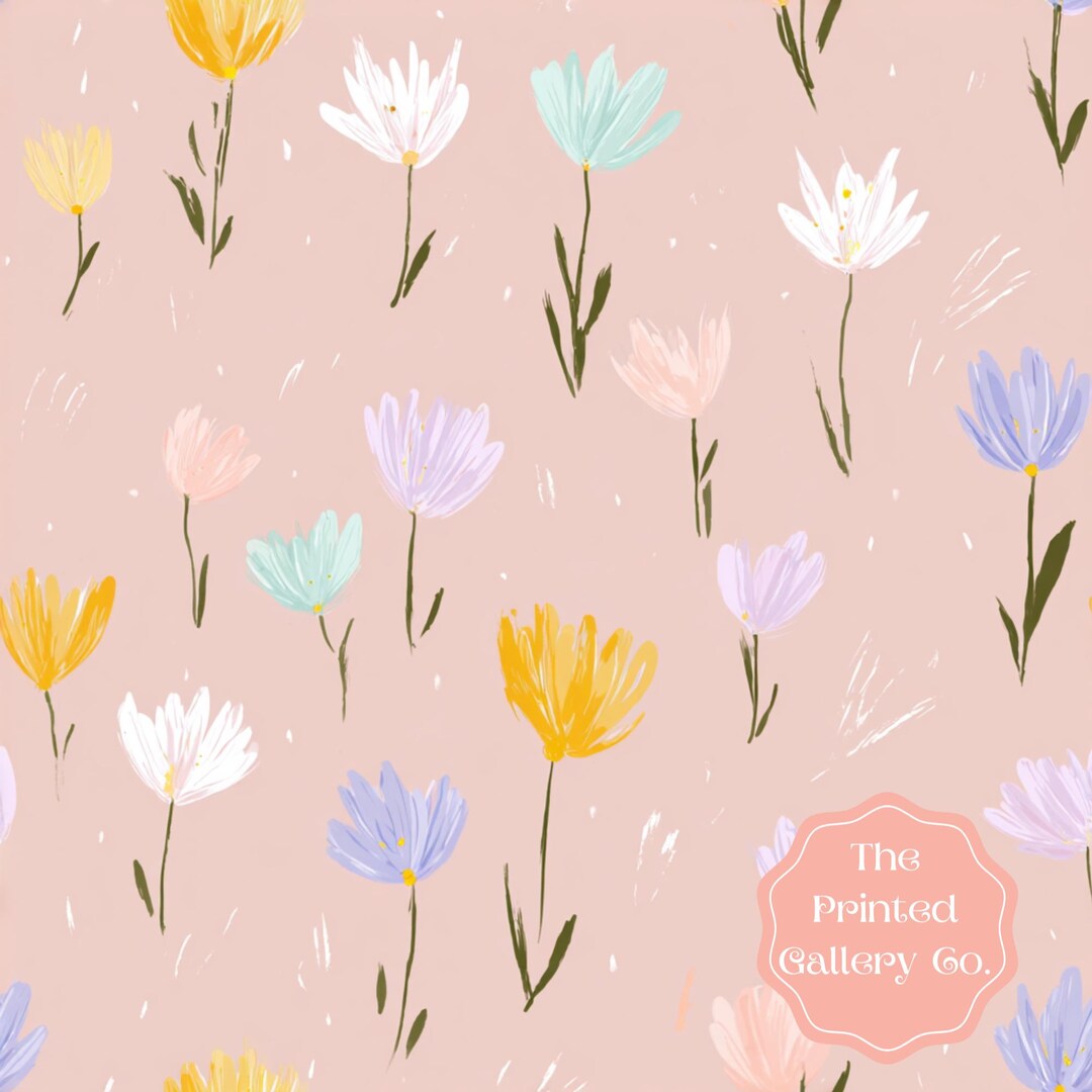 Soft Pastel Girly Seamless File, Messy Floral Repeating Pattern, Hand ...