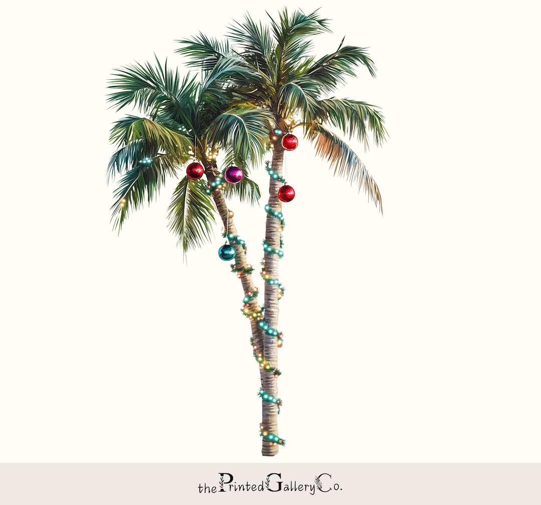 Tropical Christmas Palm Tree Clipart – Summer Beach Holiday Design ...