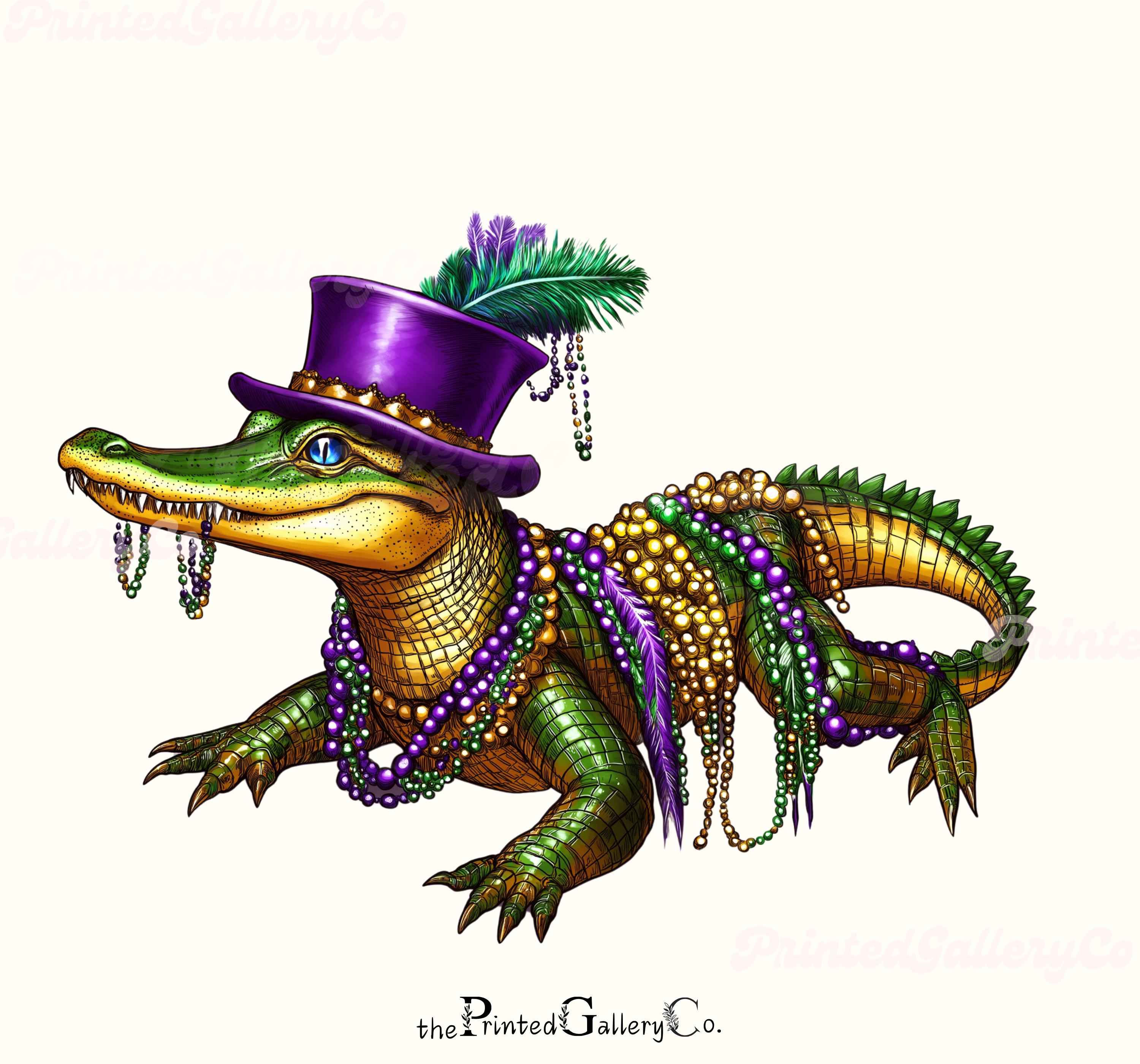 Mardi Gras 2025 Alligator PNG, Festive Mardi Gras Clipart, Purple Green ...