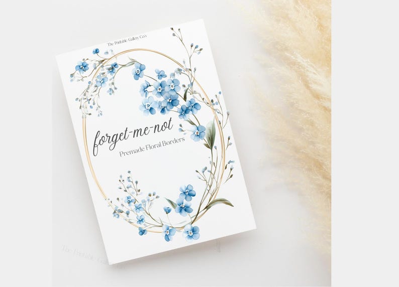 Watercolor Forget-me-not Flowers PNG Oval Wreath Border Blue Flower ...