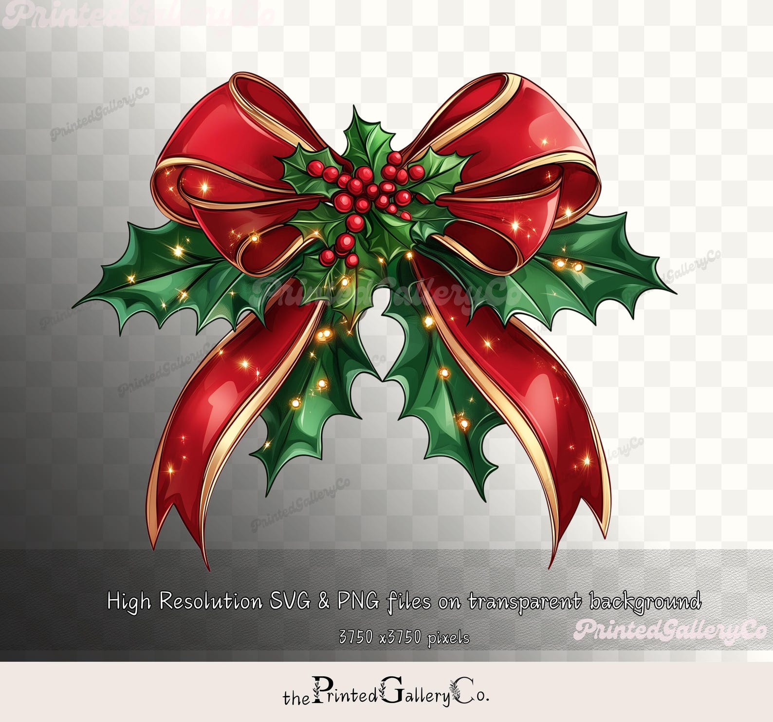 Trendy Christmas Bow SVG & PNG, Holly Ribbon Coquette Holiday Clipart ...