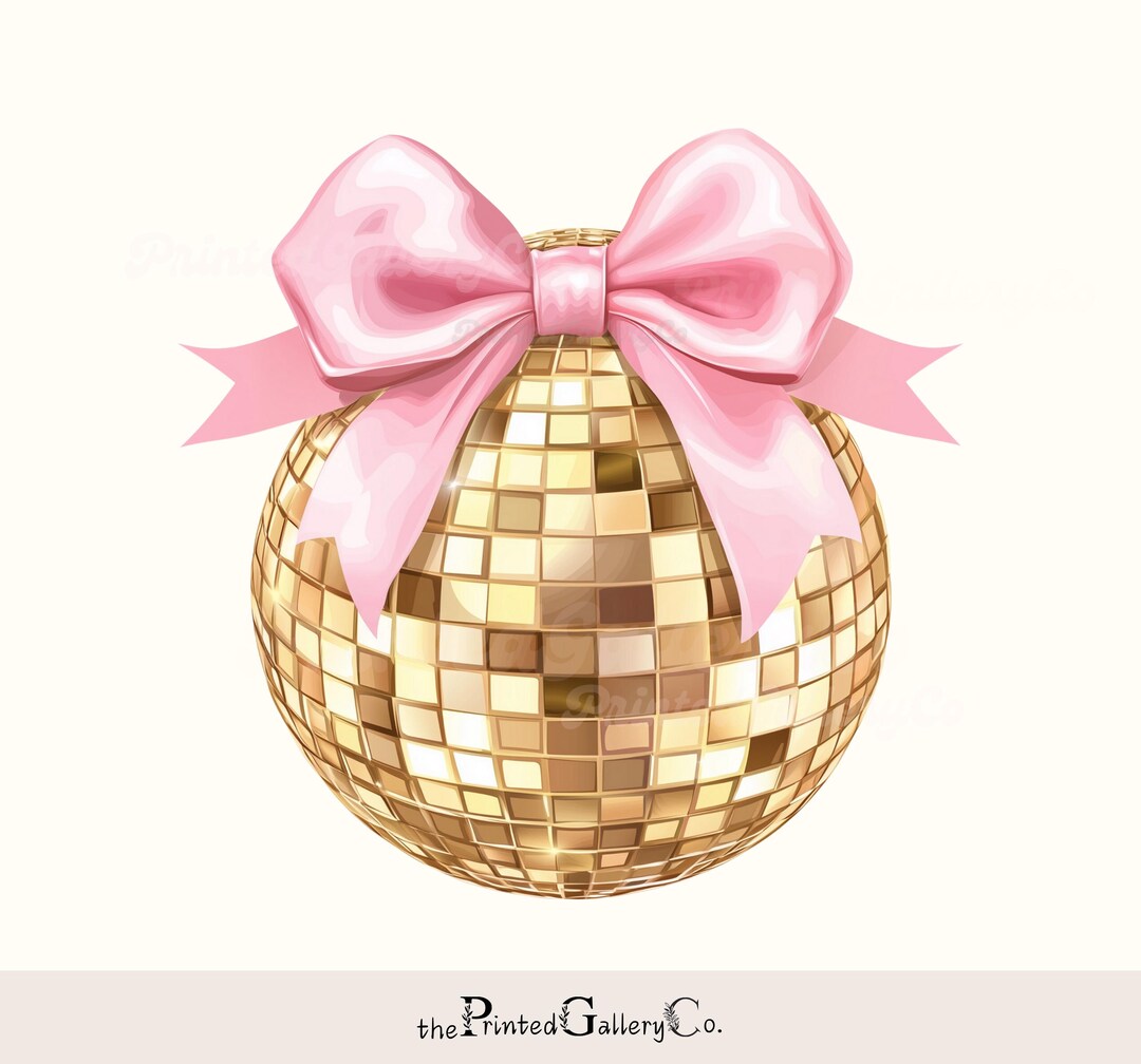 Retro New Year 2025 PNG | Pink & Gold Disco Ball Clipart | Trendy ...
