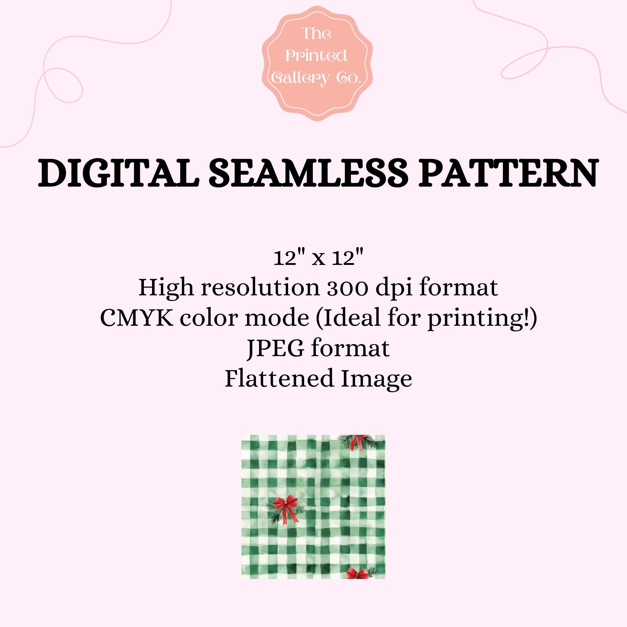 Green Watercolor Gingham With Red Christmas Bows Seamless Pattern ...