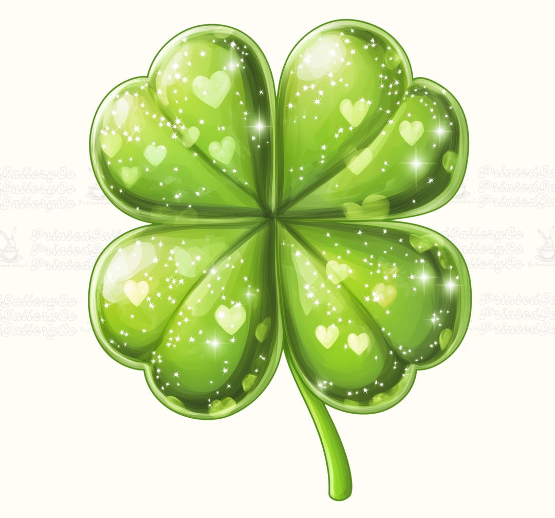 12 Glam Shamrock PNG Bundle, Cottagecore Clover Clipart, Lucky Four ...