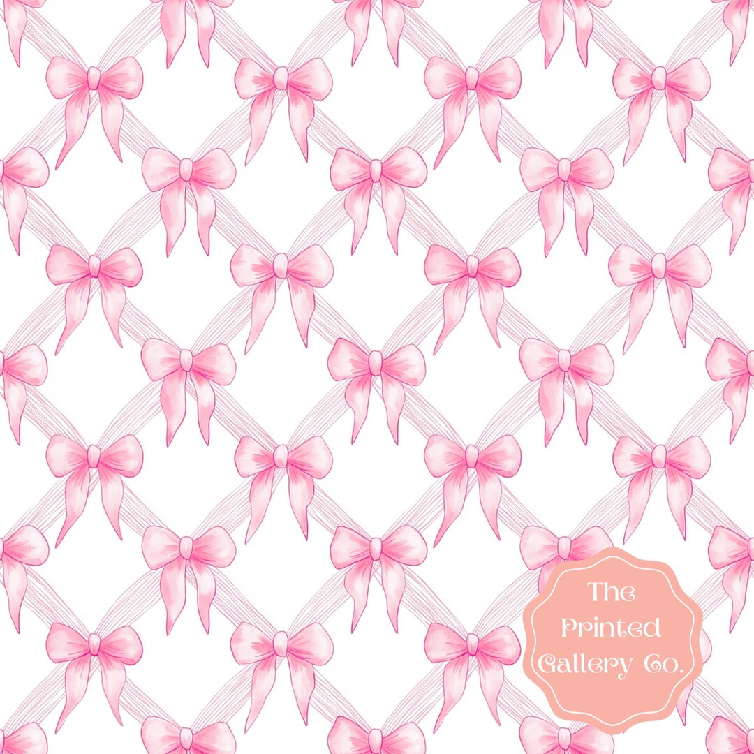 Pink Bow Trellis Seamless Pattern, Girly Coquette Digital Paper (JPEG ...