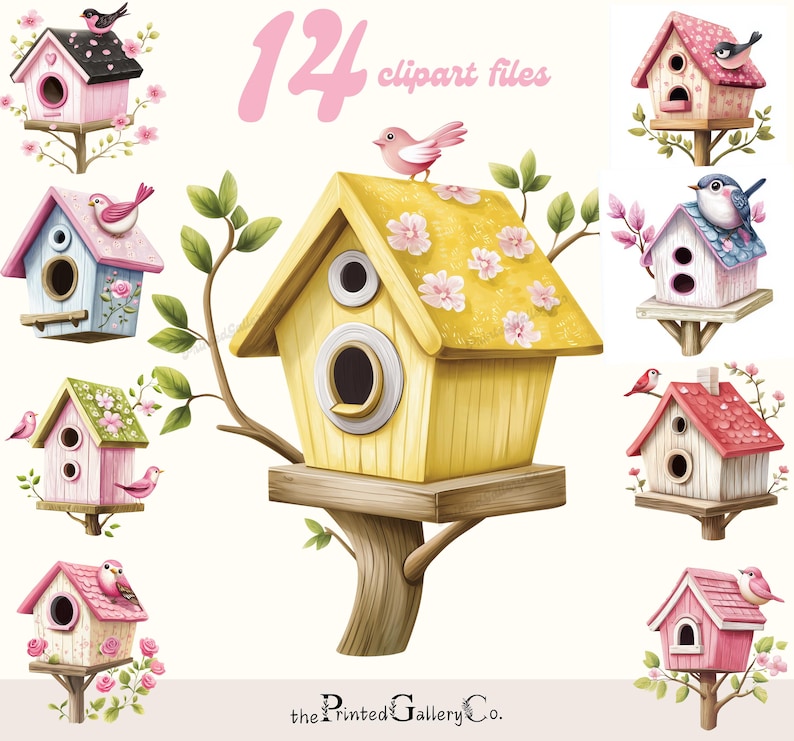 Cute Whimsical Birdhouse Clipart Bundle, Quirky Birds PNG, Whimsy ...