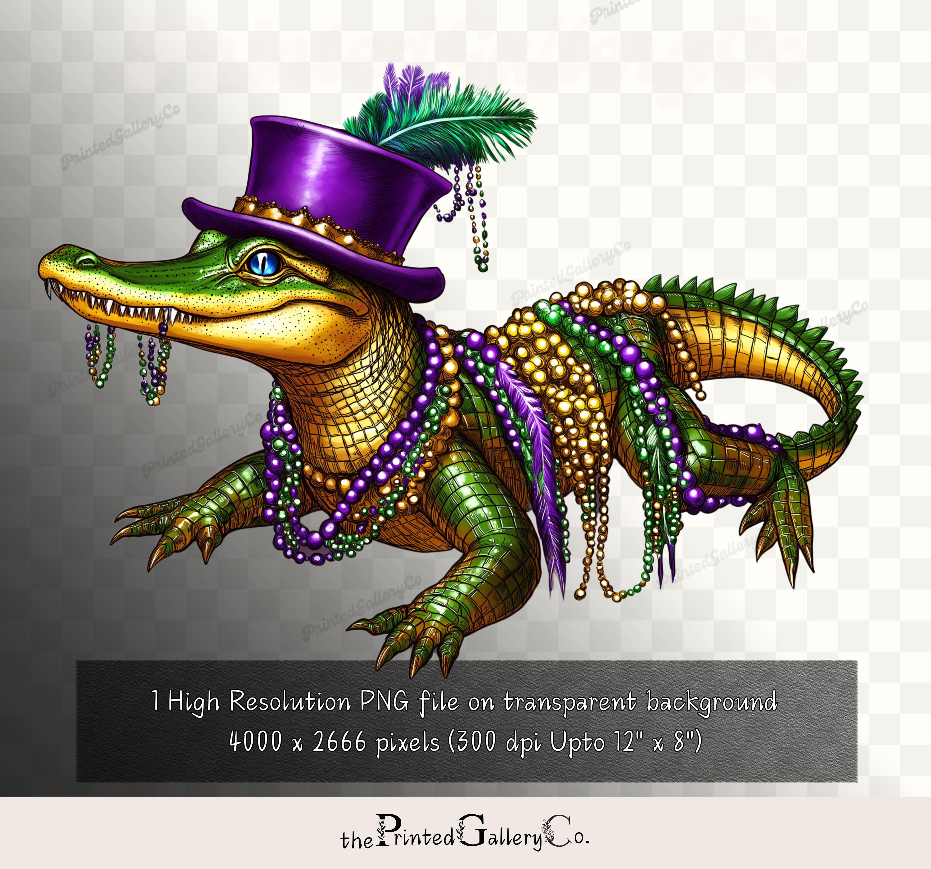 Mardi Gras 2025 Alligator PNG, Festive Mardi Gras Clipart, Purple Green ...