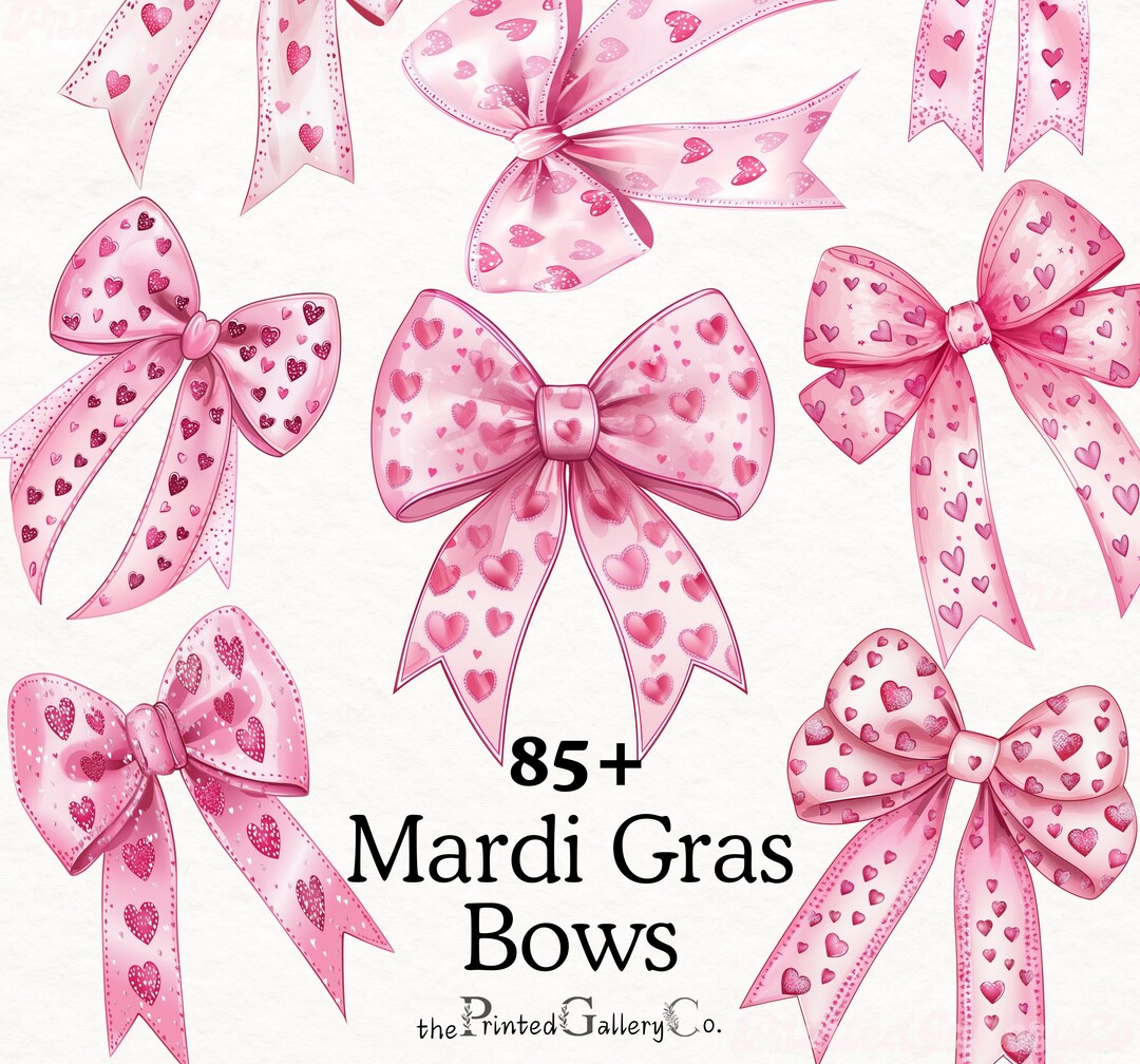 Pink Heart Bows PNG Coquette Bow Collage PNG Girly Scrapbooking Bow ...