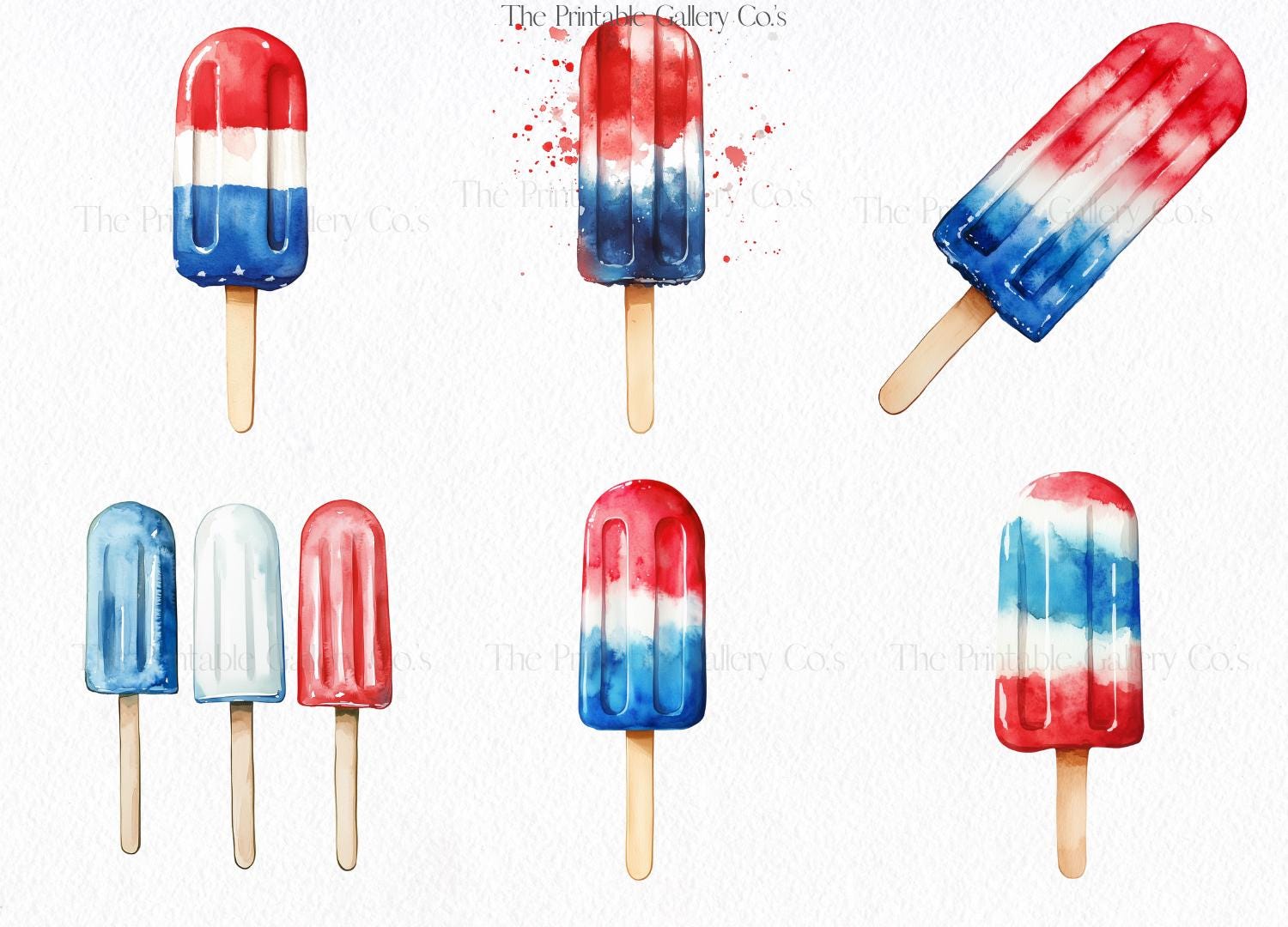 Celebration 4th of July Ice Cream Clipart Patriotic Popsicle PNG Bundle ...