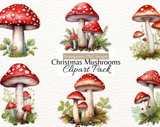 Boho Mushroom Clipart, DIGITAL DOWNLOAD, Watercolor Cottagecore Clip ...