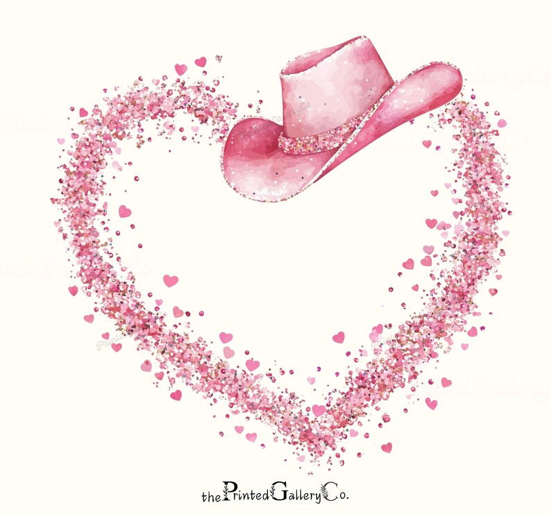 Pink Glitter Cowgirl Clipart Heart Shaped Border PNG Equestrian Clip ...