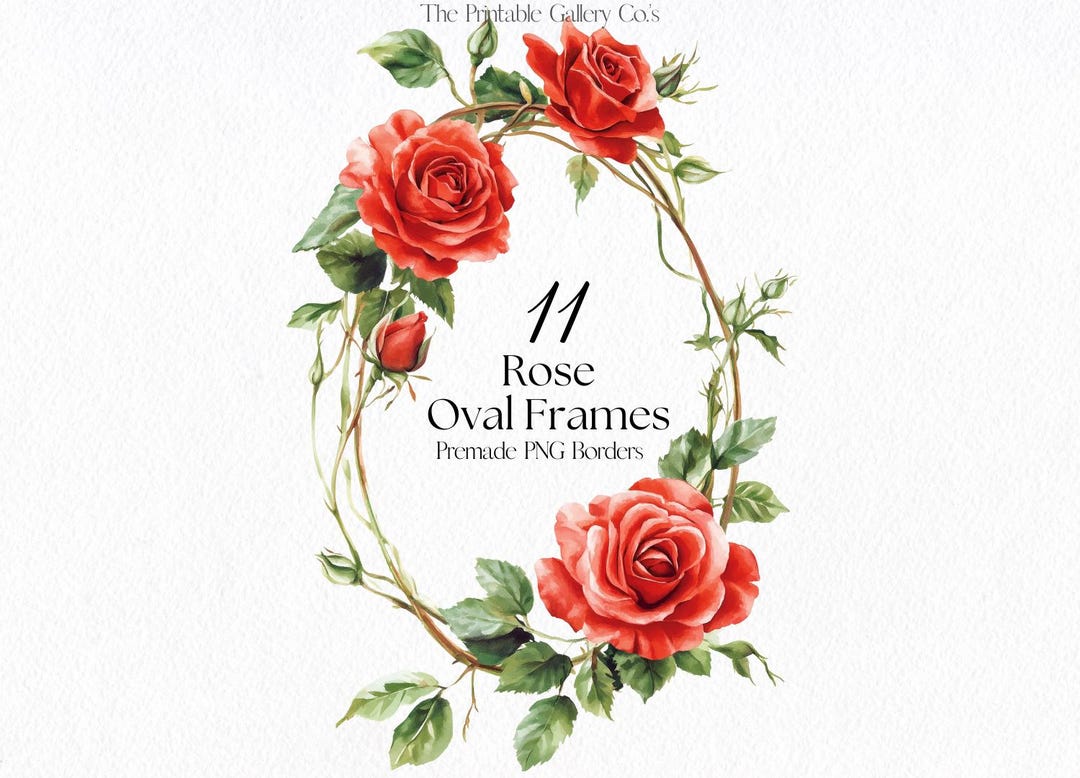 11 Red Rose Borders PNG Oval Floral Frames Home Decor Collage PNG ...