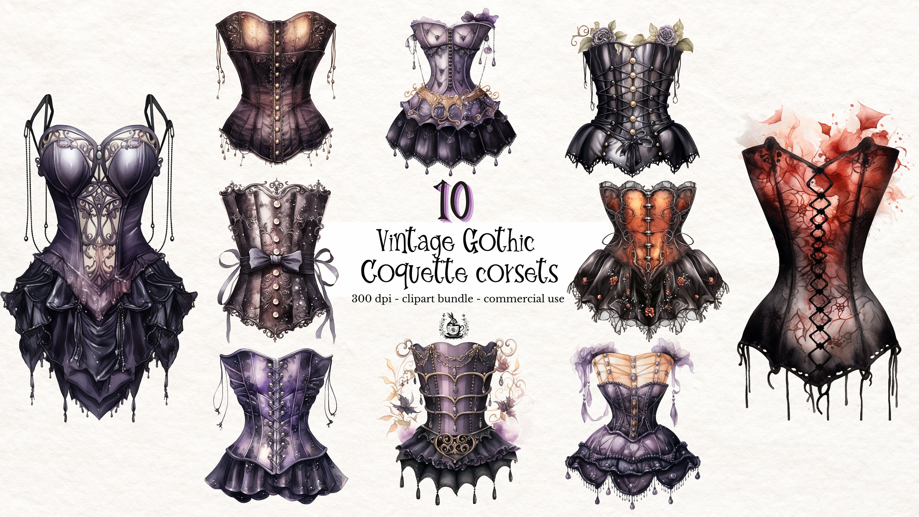 Gothic Coquette Clipart, Vintage Corset Junk Journal Png Graphics ...