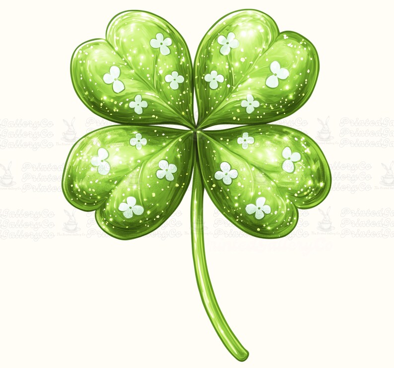 12 Glam Shamrock PNG Bundle, Cottagecore Clover Clipart, Lucky Four ...