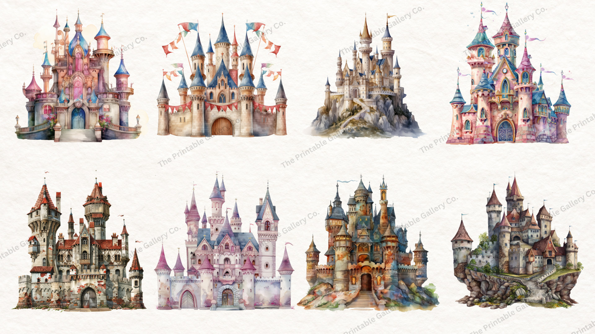 Watercolor Castle Clipart Bundle, Fantasy Castlecore Clip Art Bundle ...