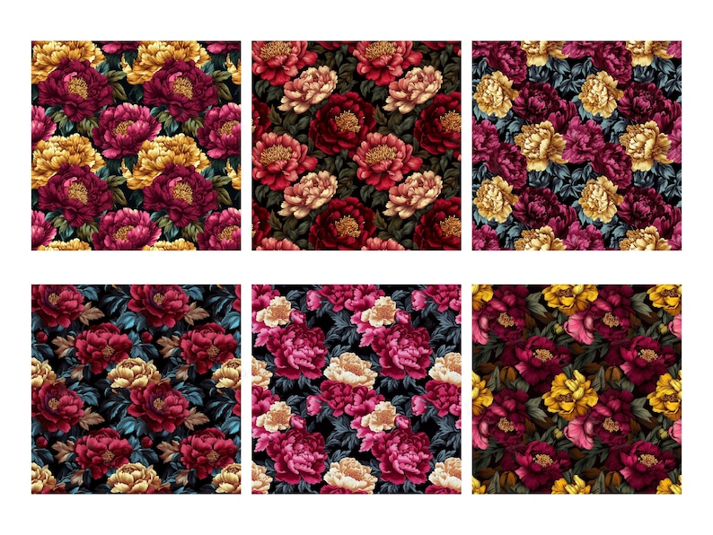 Baroque Peony Pattern, Romantic Warm Floral Seamless Digital Paper ...