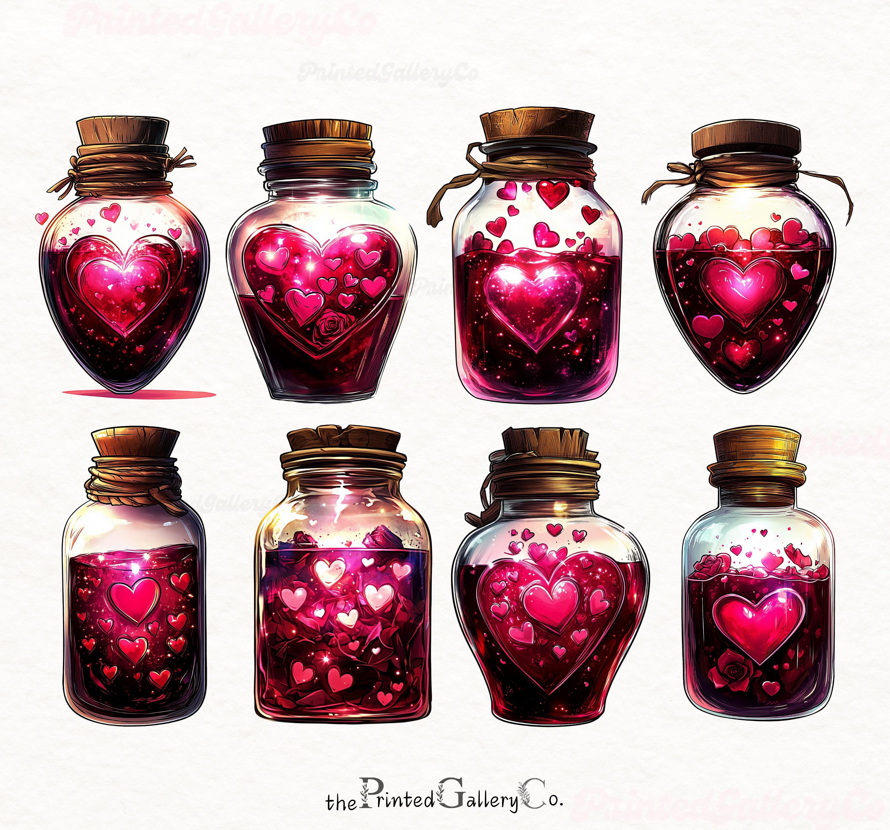 10 Love Potion Clipart, Valentines Day Clip Art, Romantic Holiday PNG ...