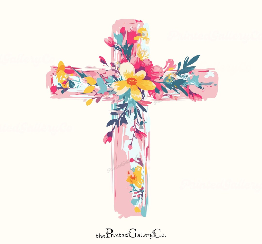 Pink Brush Stroke Cross PNG, Floral Christian Easter Clipart, Spring ...