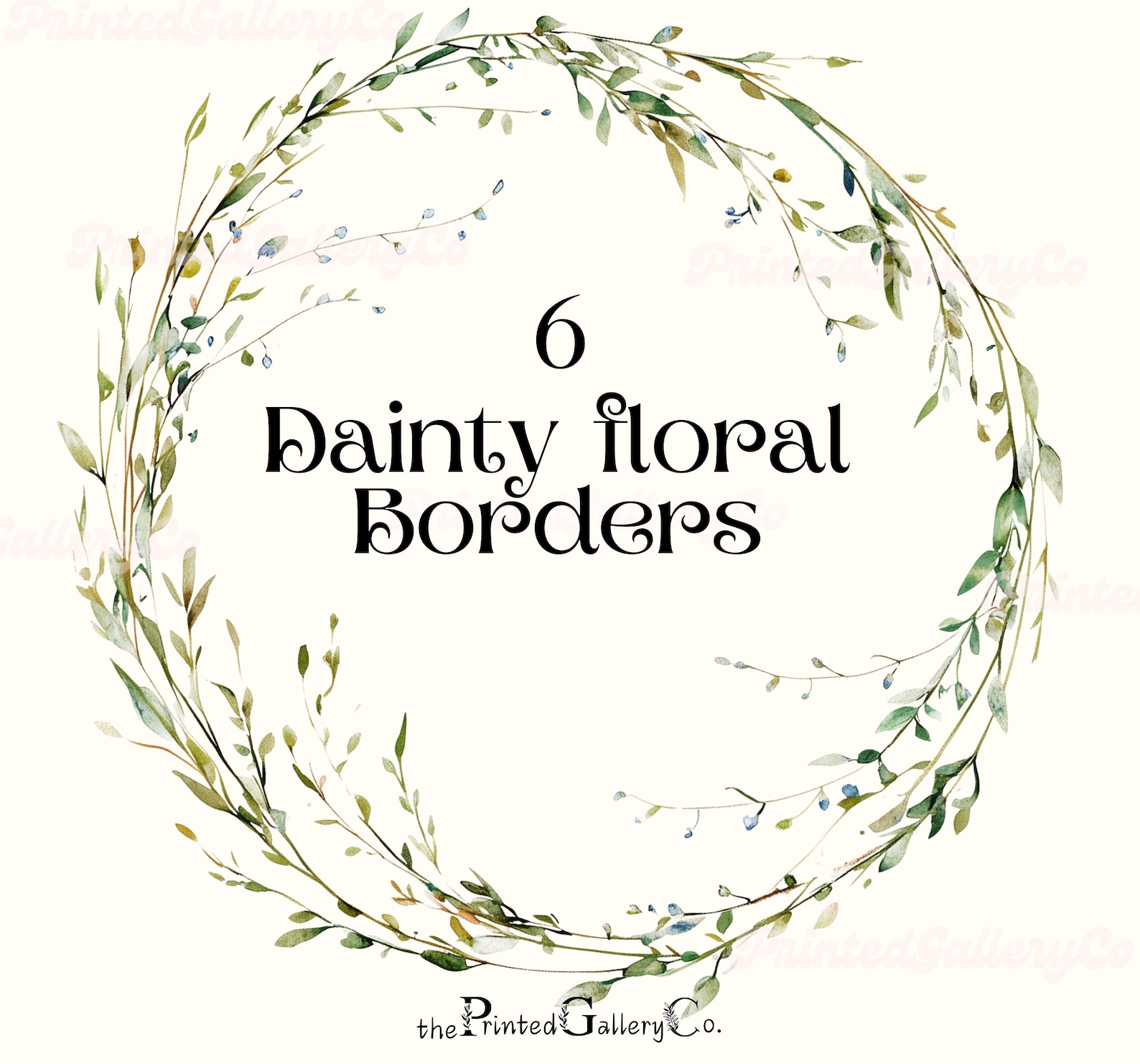 Dainty Floral Borders Watercolor Flower Clipart, Wild Floral Elements ...