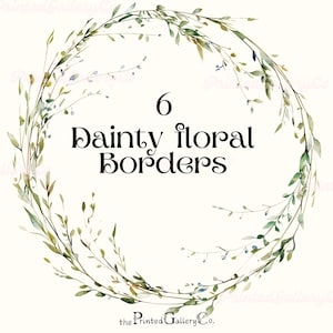 Dainty Floral Borders Watercolor Flower Clipart, Wild Floral Elements ...